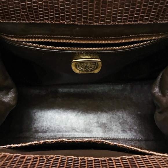 SISO | Bags | Siso Vintage Brown Exotic Lizard Skin Top Handle Clasp ...